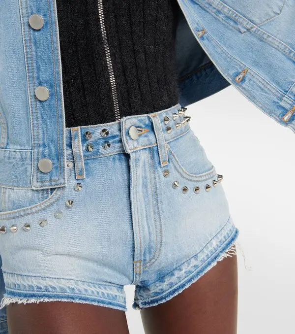 Alessandra Rich Embellished Mid-rise Denim Shorts
