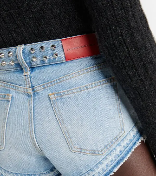 Alessandra Rich Embellished Mid-rise Denim Shorts