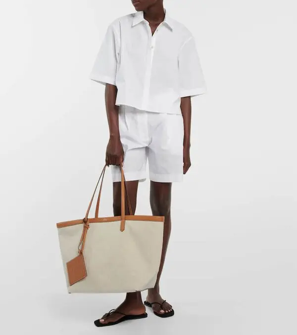 TOTEME Leather-trimmed Canvas Tote Bag