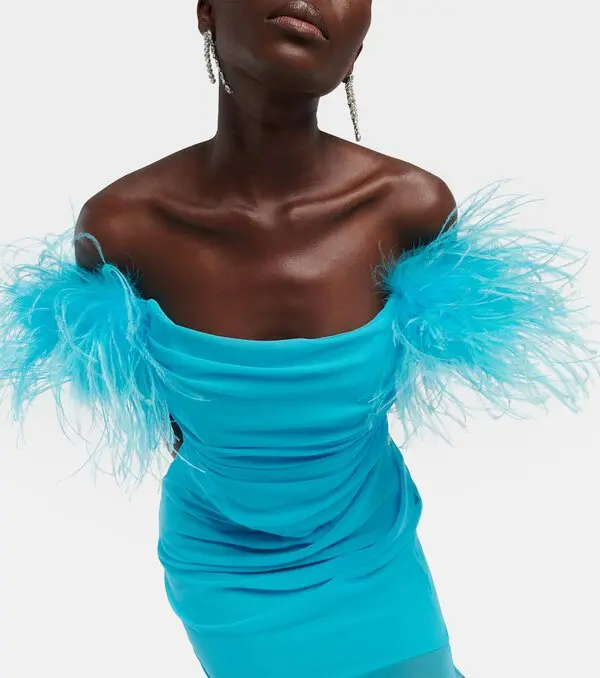 Giuseppe Di Morabito Feather-trimmed Maxi Dress