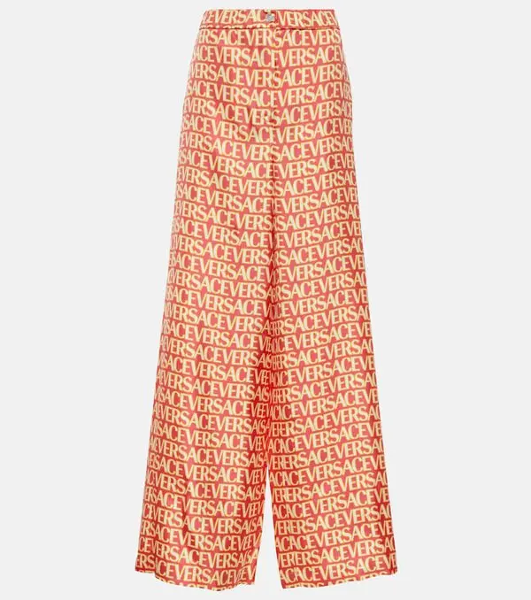 Versace Logo Wide-leg Pants