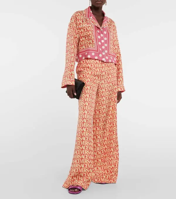 Versace Logo Wide-leg Pants