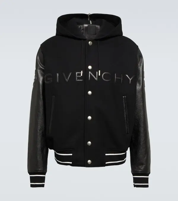 Givenchy Logo Leather-trimmed Varsity Jacket