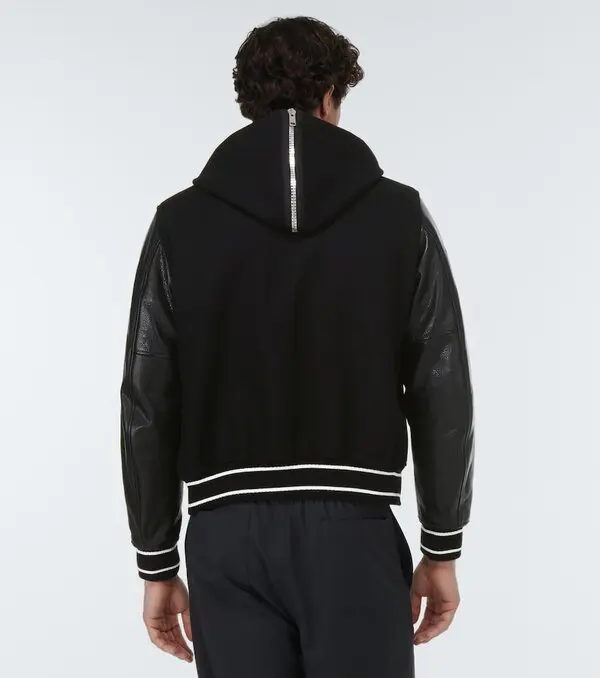 Givenchy Logo Leather-trimmed Varsity Jacket