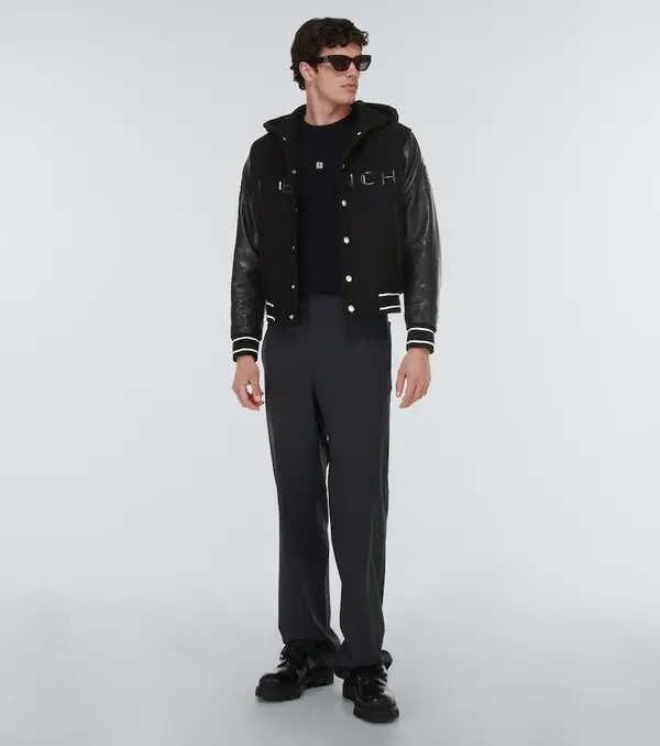Givenchy Logo Leather-trimmed Varsity Jacket