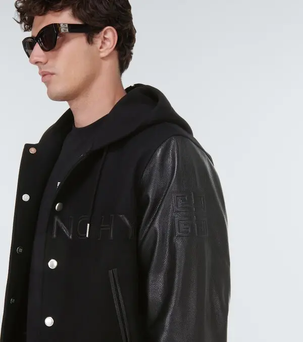 Givenchy Logo Leather-trimmed Varsity Jacket