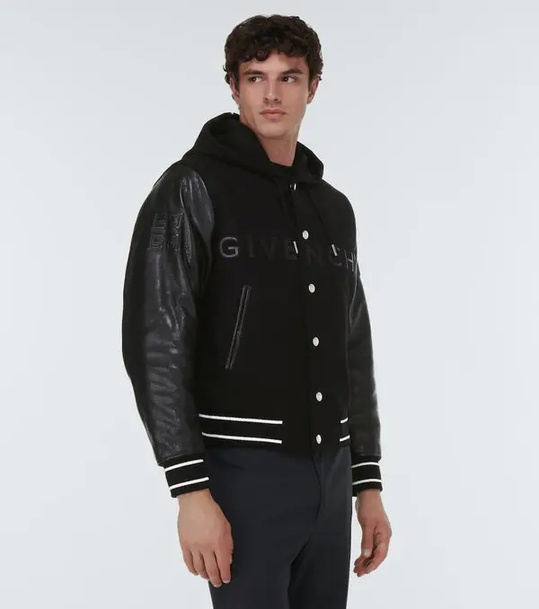 Givenchy Logo Leather-trimmed Varsity Jacket