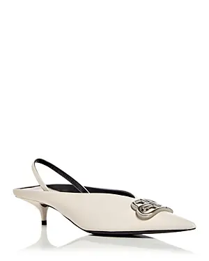 Balenciaga Knife Slingback Kitten Heel Pumps In Silver - 52% Off