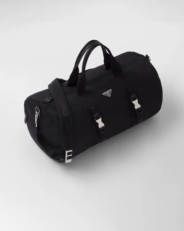 Prada Re-Nylon And Saffiano Leather Duffle Bag Black Editorialist
