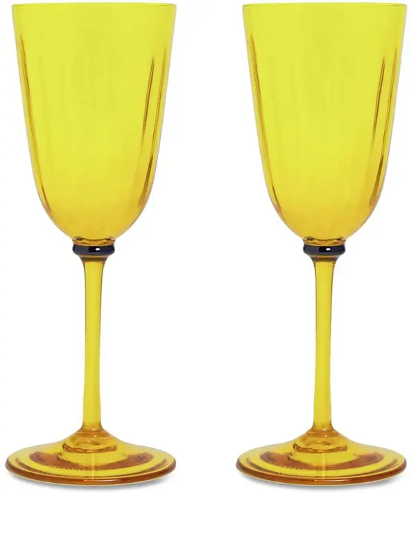 La DoubleJ Rainbow Murano Wine Glasses - Yellow