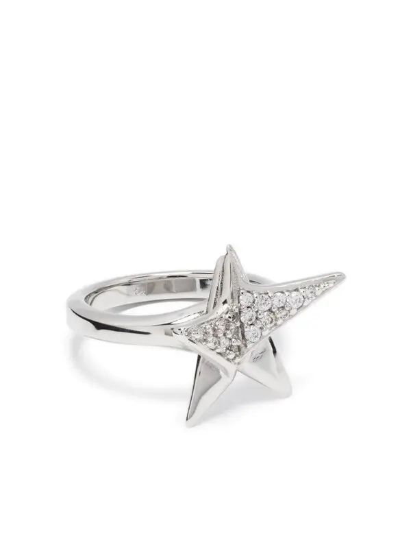 FERRAGAMO Logo-engraved Star-stud Ring - Silver