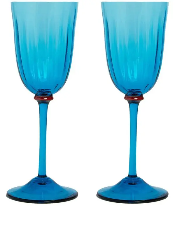 La DoubleJ Rainbow Murano Wine Glasses - Blue