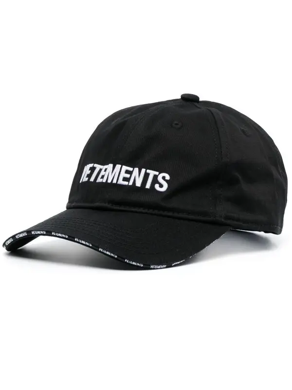 Vetements Logo-embroidered Curved-peak Cap - Black