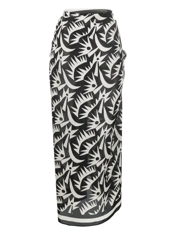 Matteau Graphic-print Silk Sarong - Black