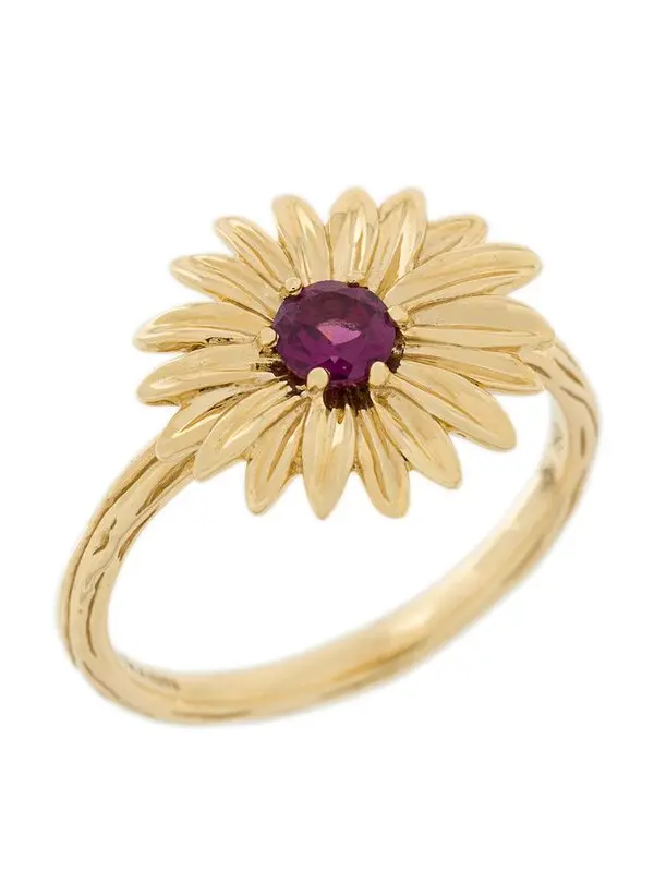AURÉLIE BIDERMANN 18kt Yellow Gold Garnet Flower Ring