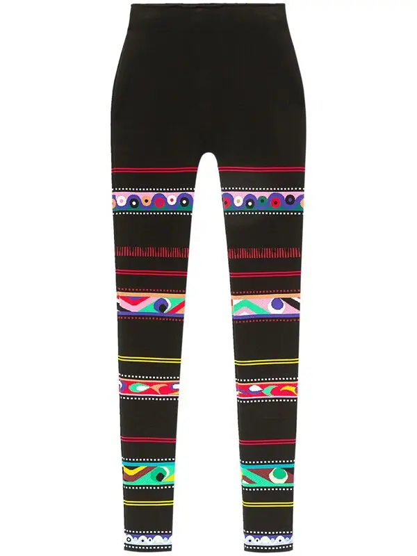 Emilio Pucci Abstract-print Stirrup Leggings - Black