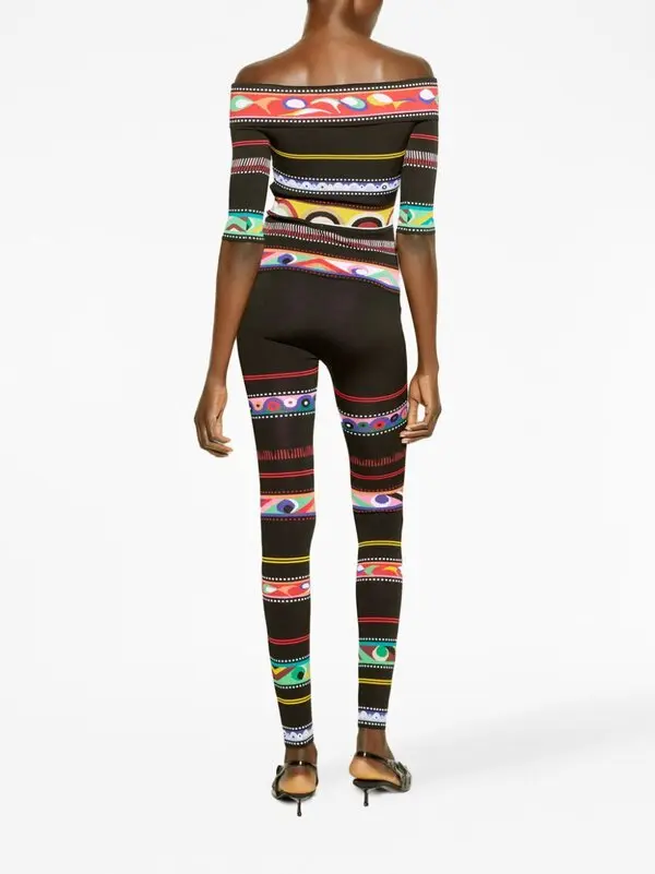 Emilio Pucci Abstract-print Stirrup Leggings - Black