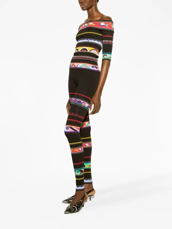 Emilio Pucci Abstract-print Stirrup Leggings - Black