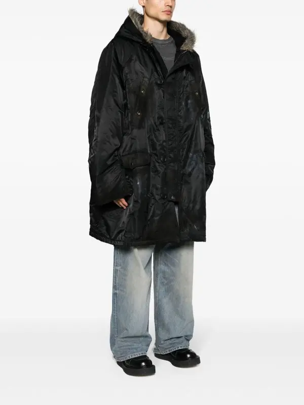Balenciaga Faux Fur-Trim Hooded Parka In Black - 40% Off