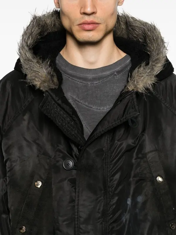Balenciaga Faux Fur-Trim Hooded Parka In Black - 40% Off