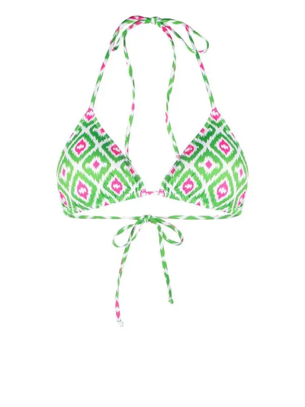 MC2 SAINT BARTH Leah Geometric-print Bikini Top - Green