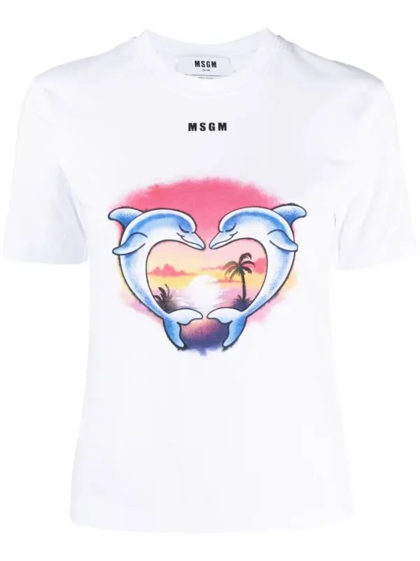 MSGM Graphic Cotton T-shirt - White