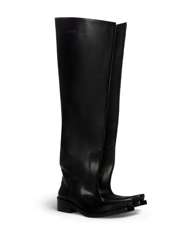 Balenciaga Santiago Over-The-Knee Leather Boots - Black | Editorialist