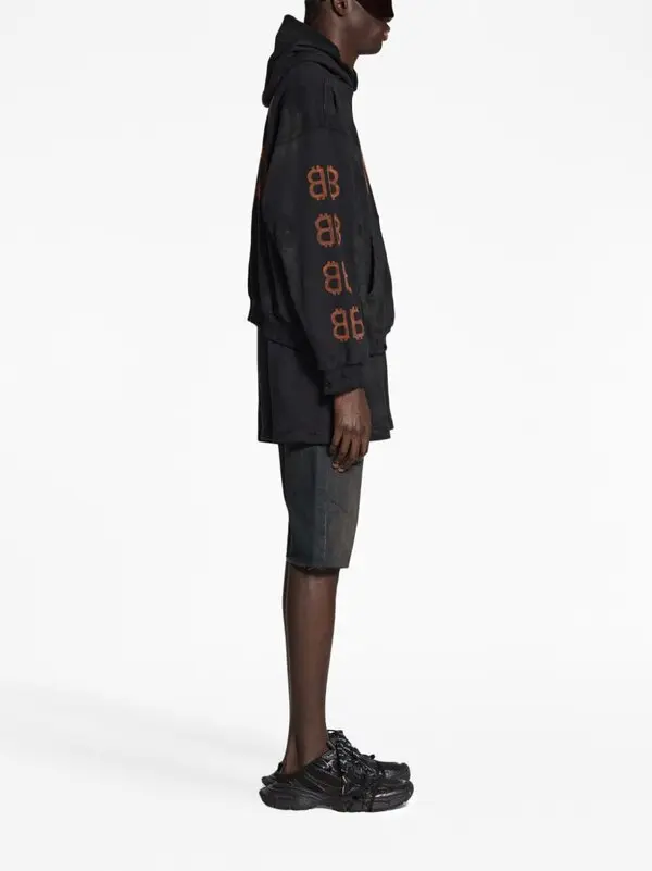 Balenciaga Crypto Distressed Hoodie - Black