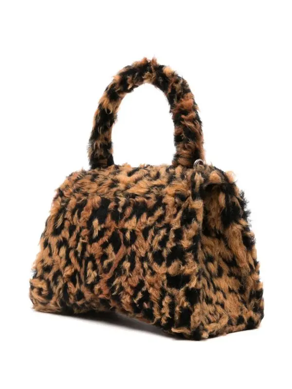 Balenciaga Hourglass Faux-fur Mini Bag - Brown