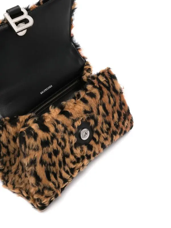 Balenciaga Hourglass Faux-fur Mini Bag - Brown
