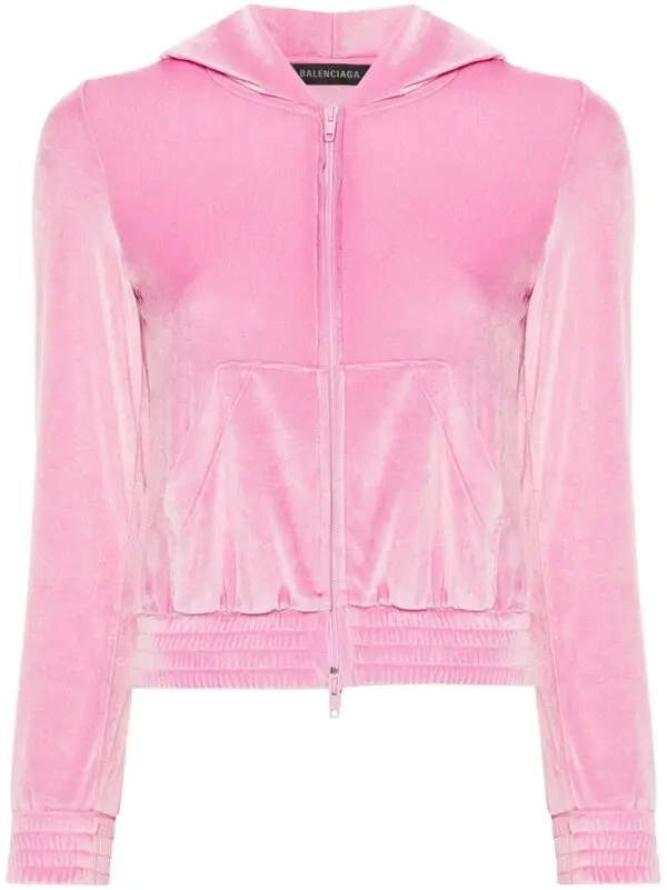 Balenciaga Bb Paris Zip-up Hoodie - Pink
