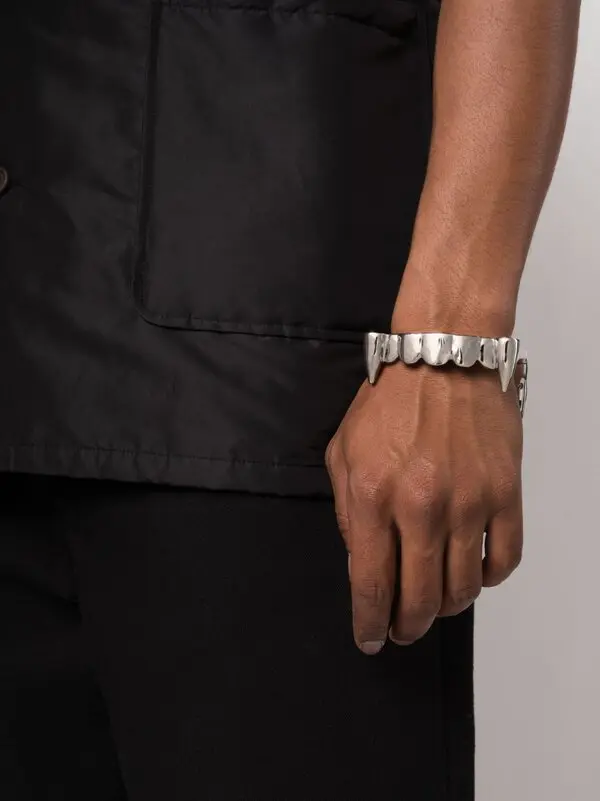 Raf Simons Vampire-Teeth Sculpted Bracelet In Silver - 58