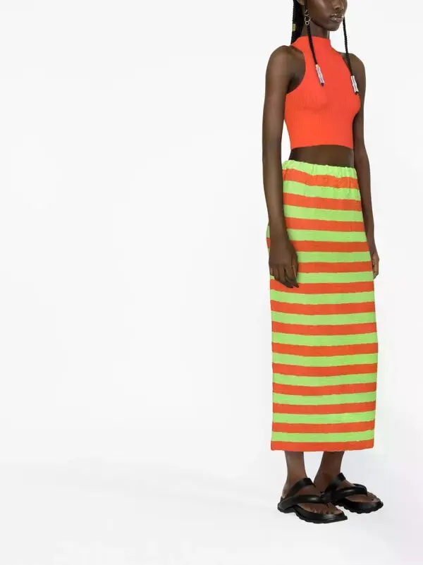 Sunnei Curled Striped Midi Skirt - Green