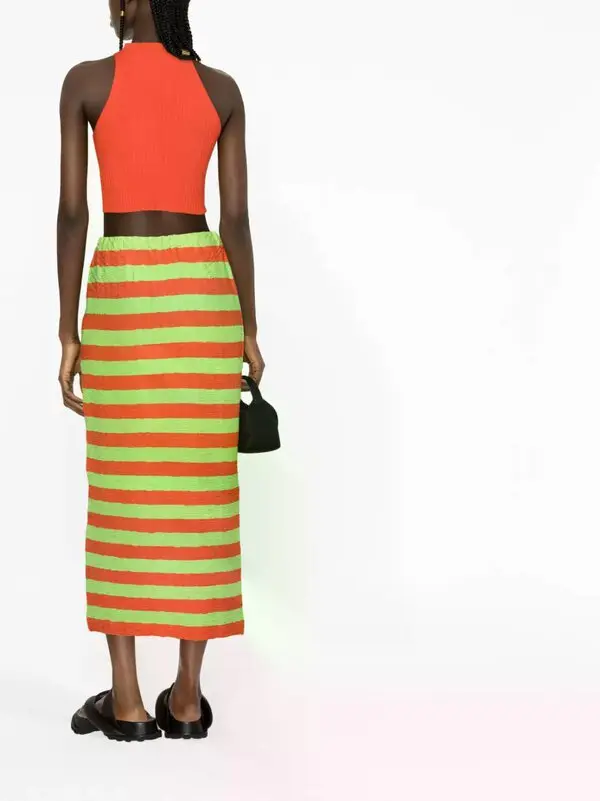 Sunnei Curled Striped Midi Skirt - Green