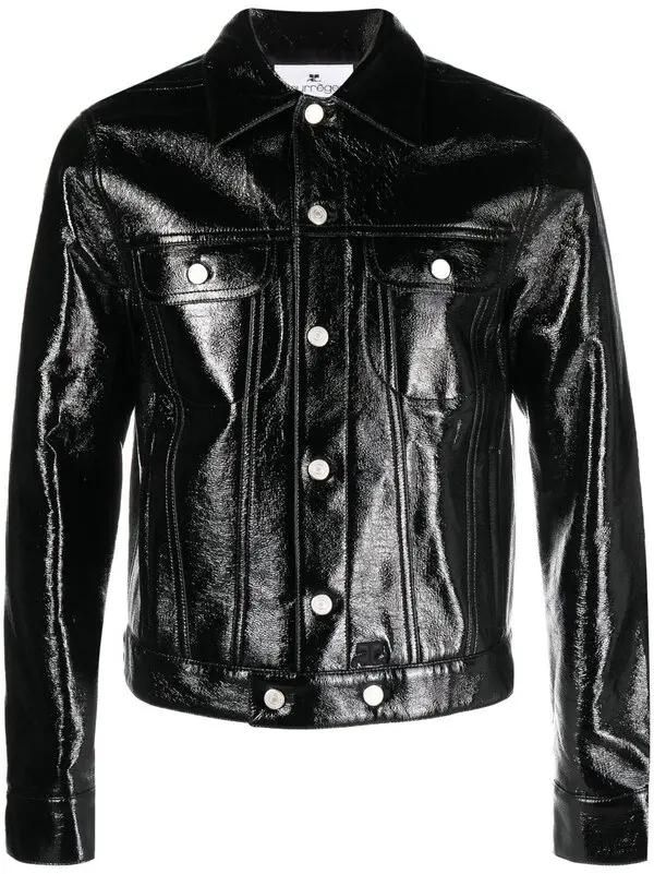 COURREGES High-shine Leather Jacket - Black