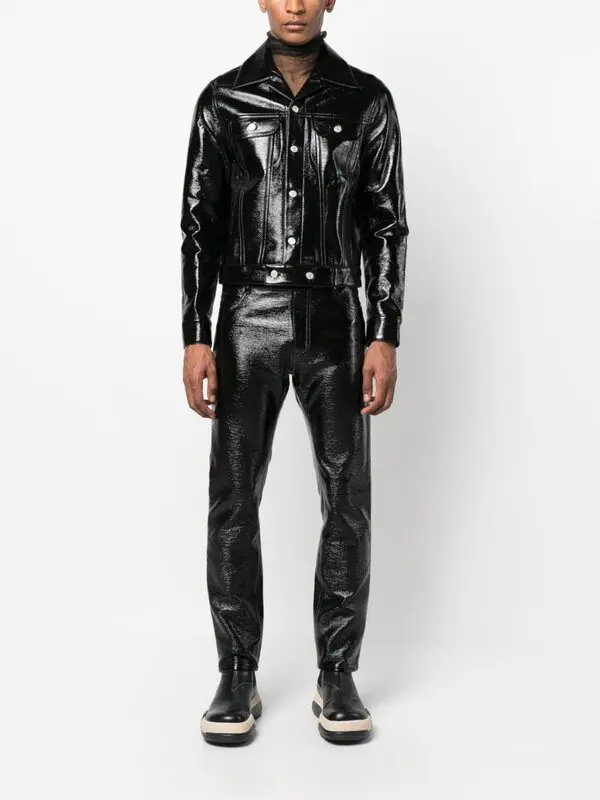 COURREGES High-shine Leather Jacket - Black