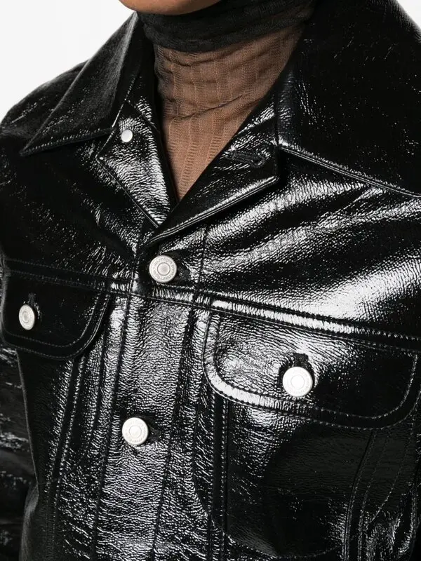 COURREGES High-shine Leather Jacket - Black