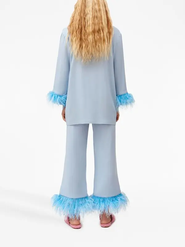 Sleeper Feather-trim Pyjamas - Blue
