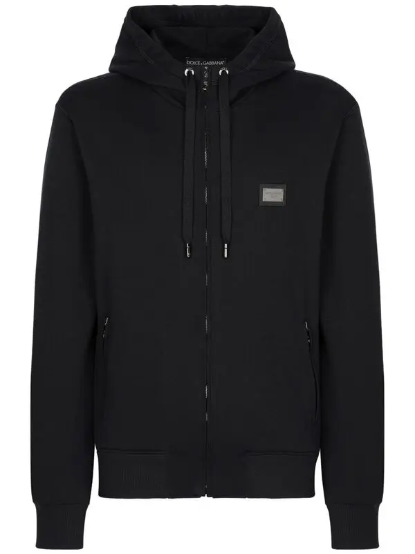 Dolce & Gabbana Logo Plaque Zip-up Hoodie - Blue