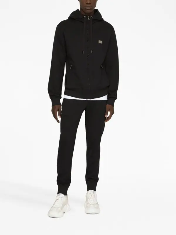 Dolce & Gabbana Logo Plaque Zip-up Hoodie - Blue