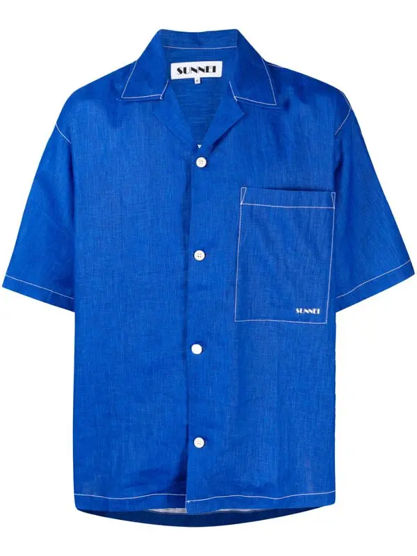 Sunnei Cuban Collar Linen Shirt