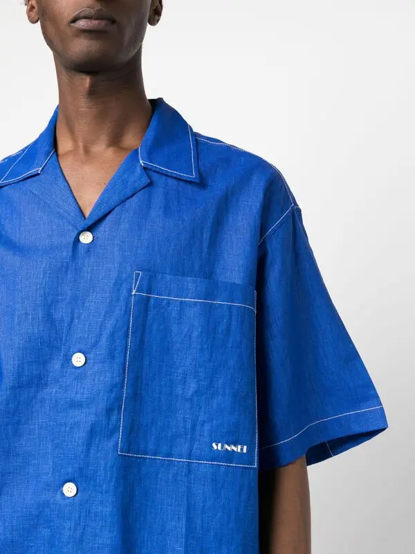 Sunnei Cuban Collar Linen Shirt