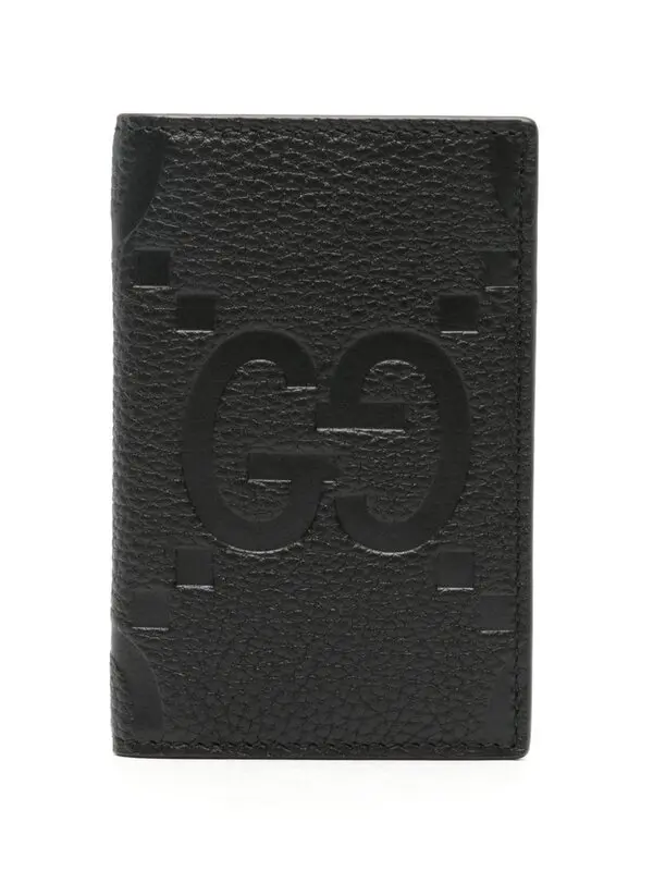 Gucci Jumbo Gg Leather Cardholder - Black