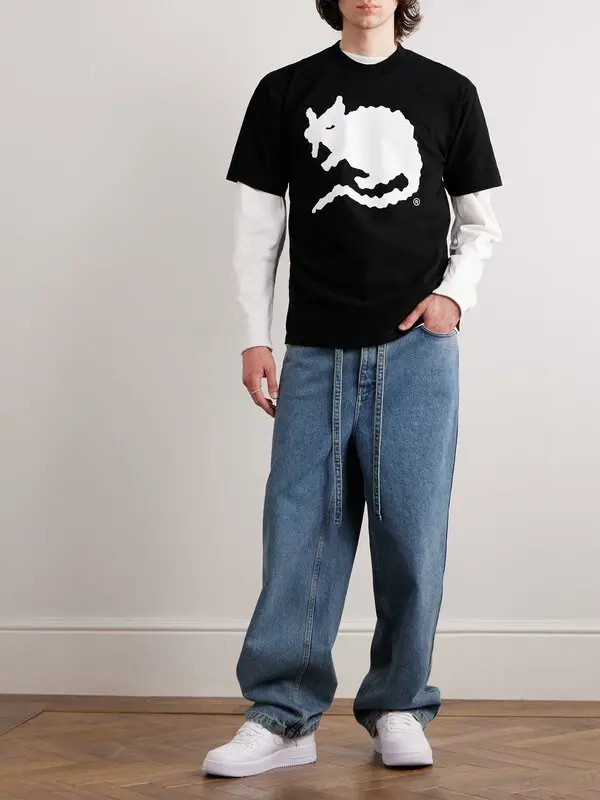 STRAY RATS Pixel Rat Logo-print Cotton-jersey T-shirt S