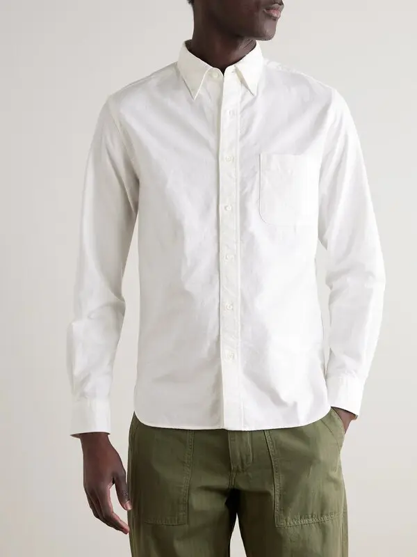 BEAMS Button-down Collar Cotton Oxford Shirt - Neutrals