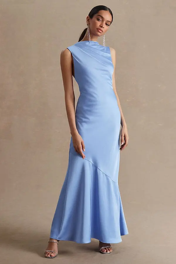 Significant Other Lana Cowl-Neck Tie-Back Maxi Dress - Blue