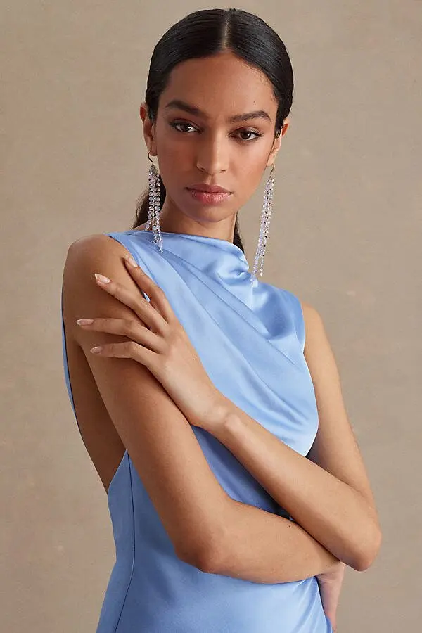 Significant Other Lana Cowl-Neck Tie-Back Maxi Dress - Blue