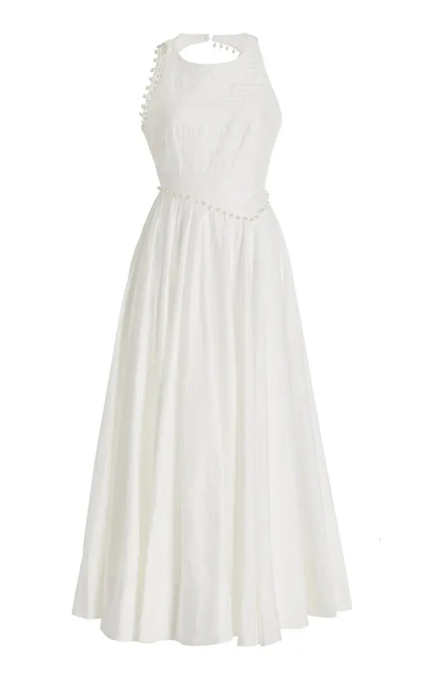 Aje Florence Pearl-trimmed Midi Dress - Ivory