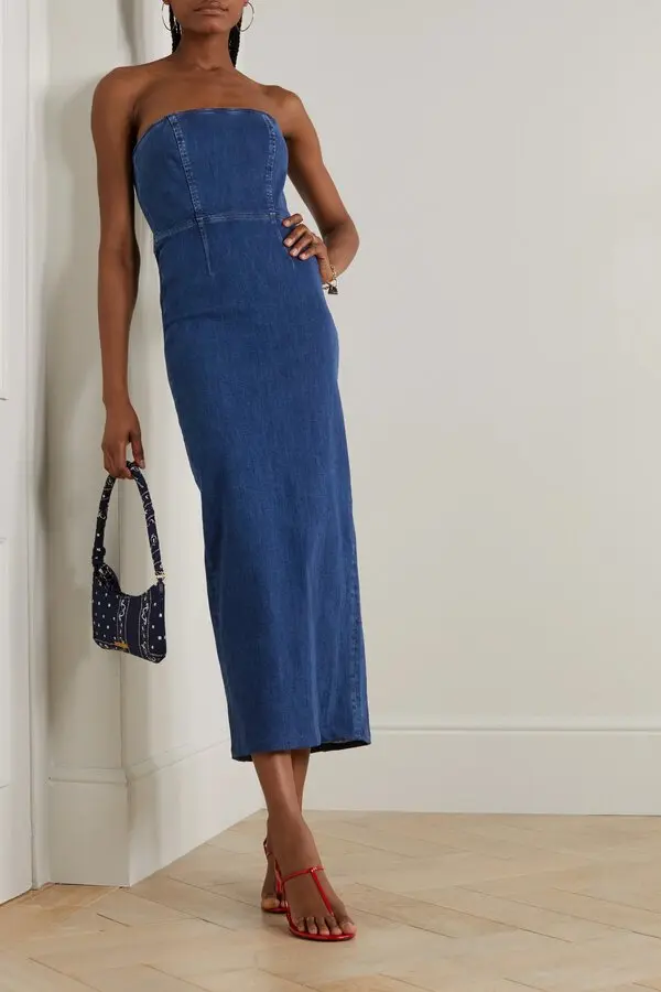 reformation eugenia denim midi dress Reformation Eugenia Denim Midi Dress
