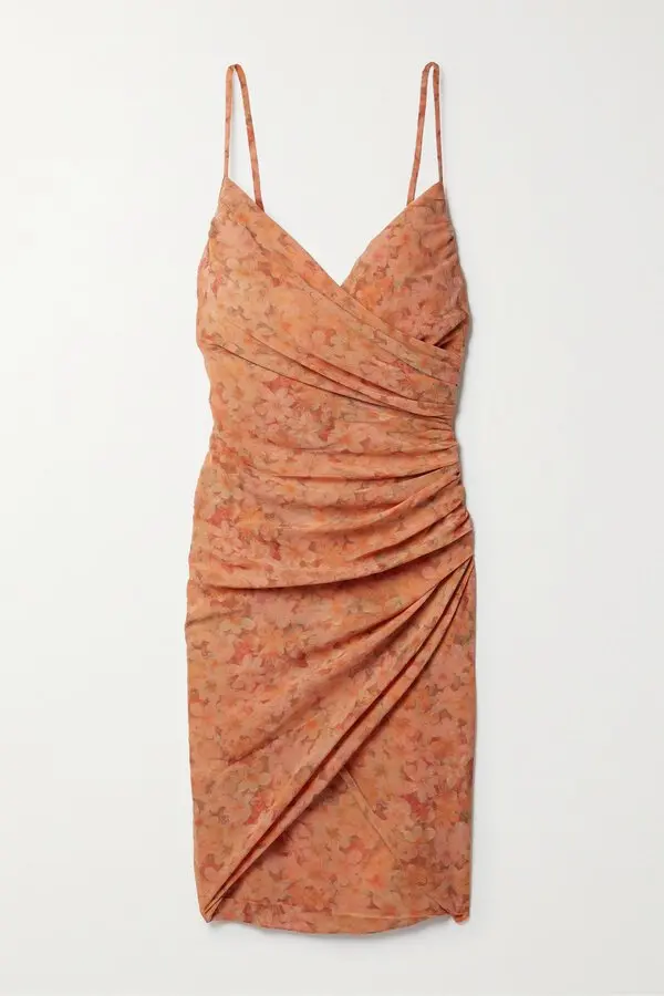 CORTANA Net Sustain Biba Gathered Floral-print Silk Crepe De Chine Mini Dress - Multi